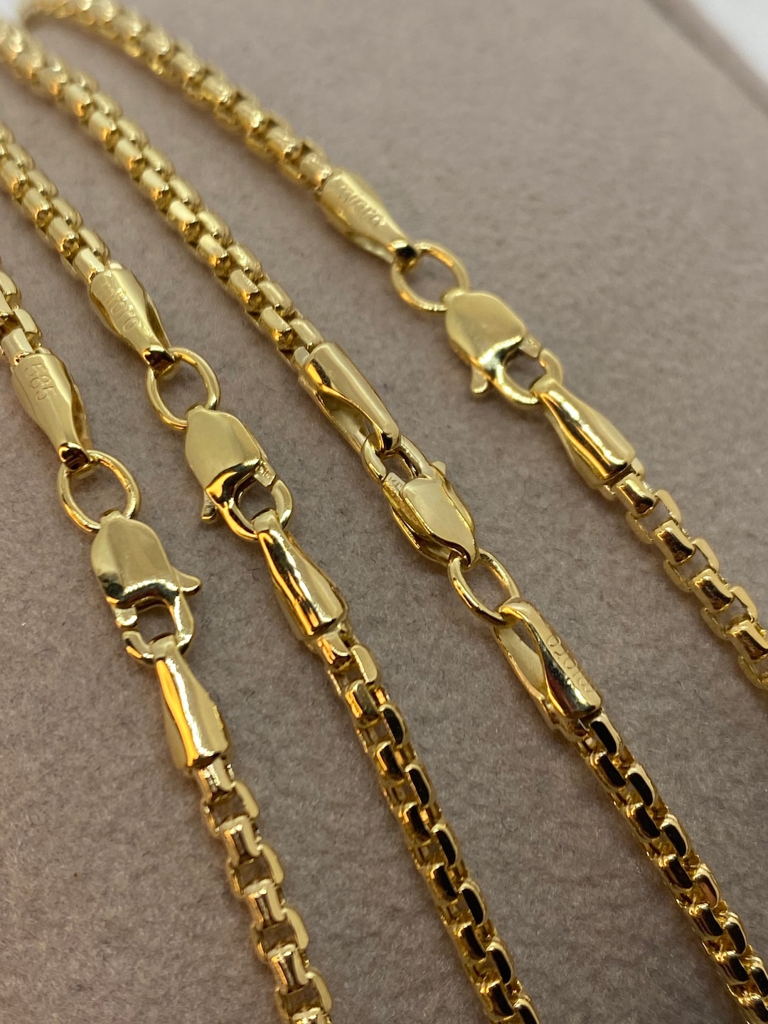 14K Solid Gold Round Box Chain Necklace,18, 20,22, Inches ,2.55mm ...