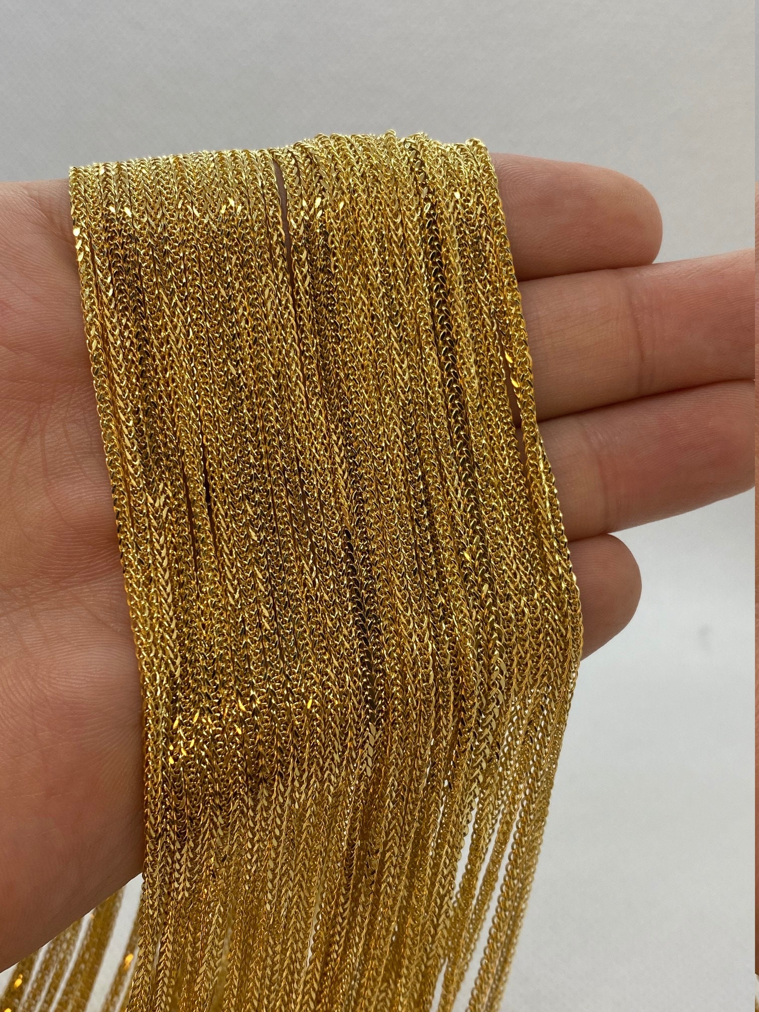 18k Solid Gold Foxtail Chain, Foxtail Chain, Foxtail Necklace, Franco ...
