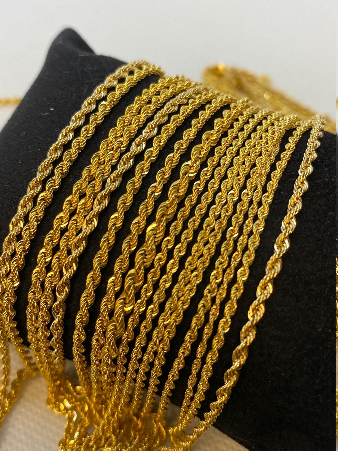 18k Solid Gold Rope Necklace 2mm,18k Solid Gold Rope Chain , Gold Rope ...