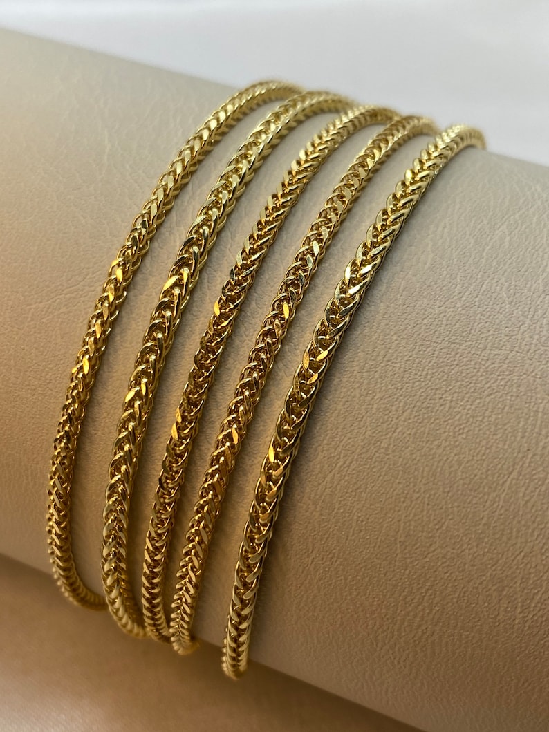 18k Solid Gold Foxtail Chain, Foxtail Chain, Foxtail Necklace, Franco ...