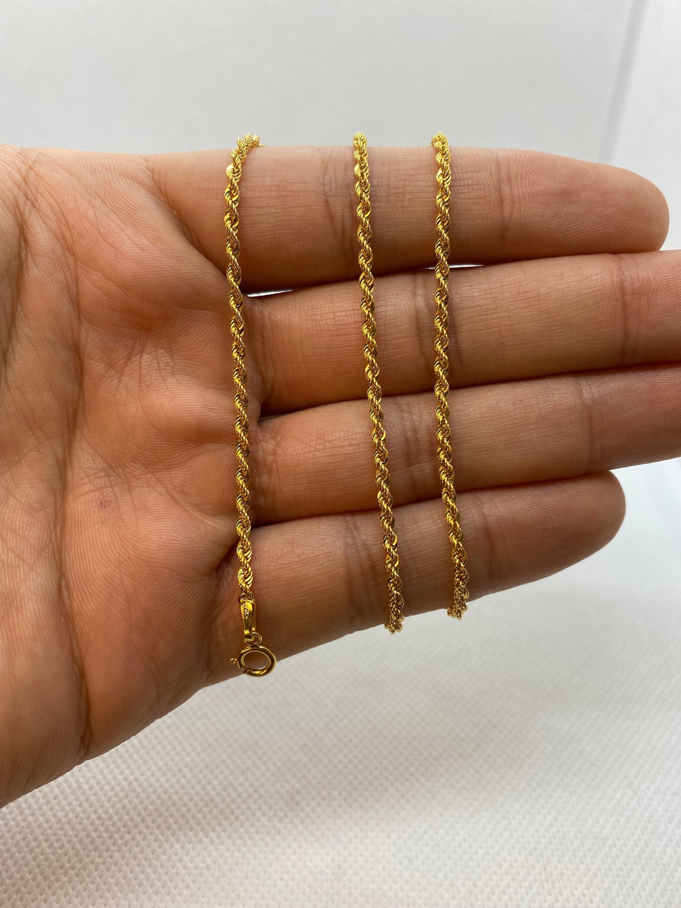 18k Solid Gold Rope Necklace 2mm,18k Solid Gold Rope Chain , Gold Rope ...