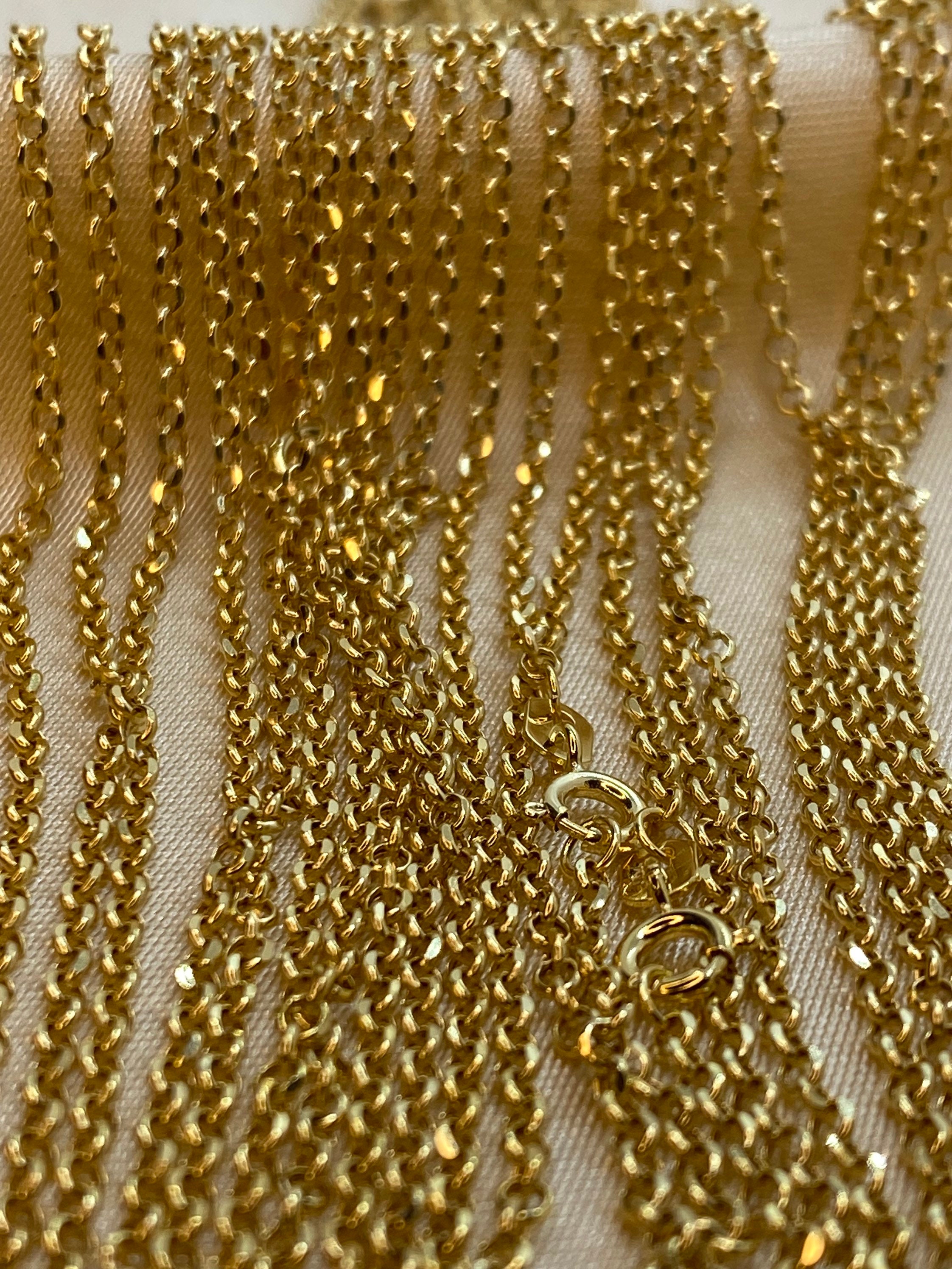 18k Solid Gold Rolo Chain 2MM , 18k Gold Rolo Chain, Gold Rolo Chain ...