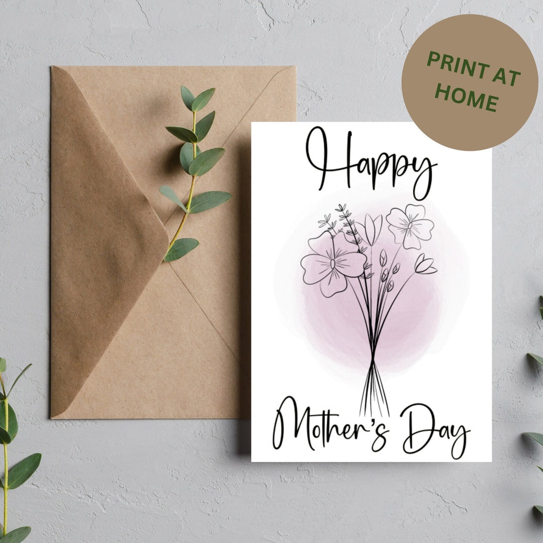 Printable Mother's Day Card, Mother's Day Card, Floral Mother's Day ...