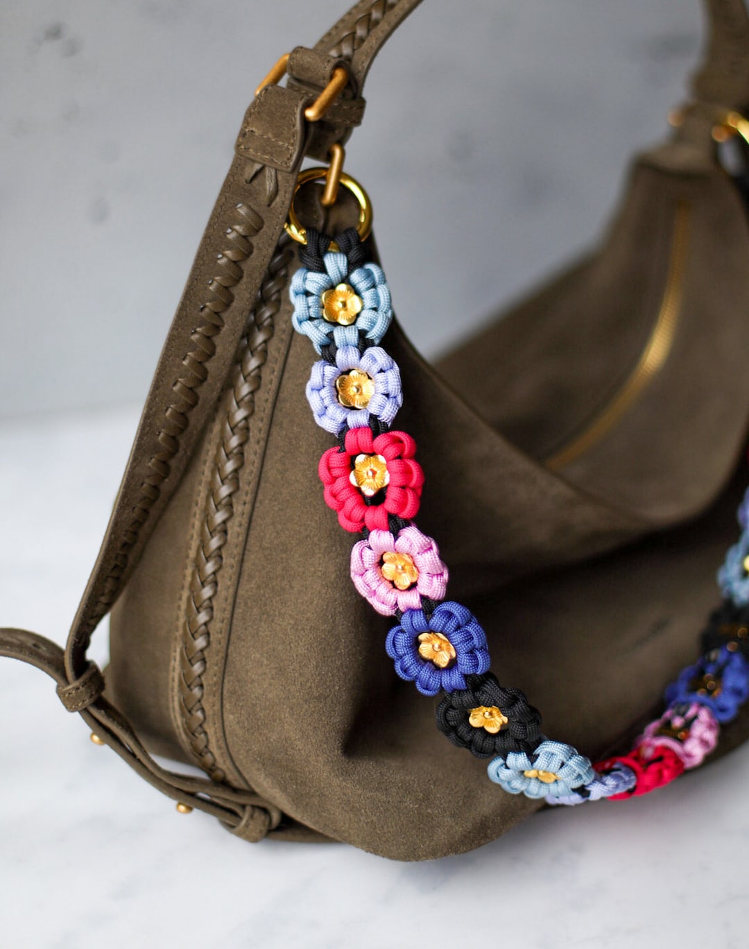 Flower Bag Strap Daisy Made of Paracord, Strap Accessories Bag Strap ...