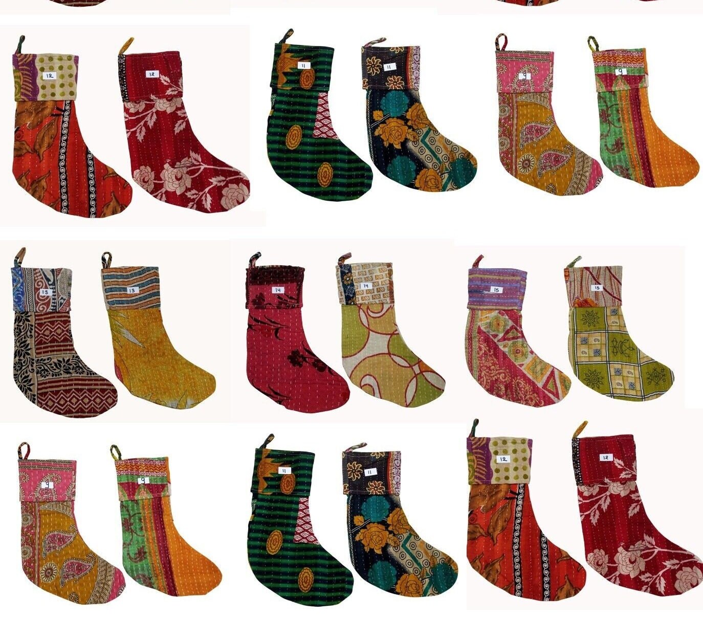 Christmas Stocking Kantha Stockings Set Of 5 100 Pcs Set Vintage Kantha