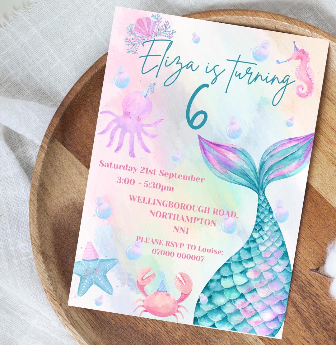 Mermaid Invitation, Splish, Splash Splosh, Mermaizing, Birthday ...