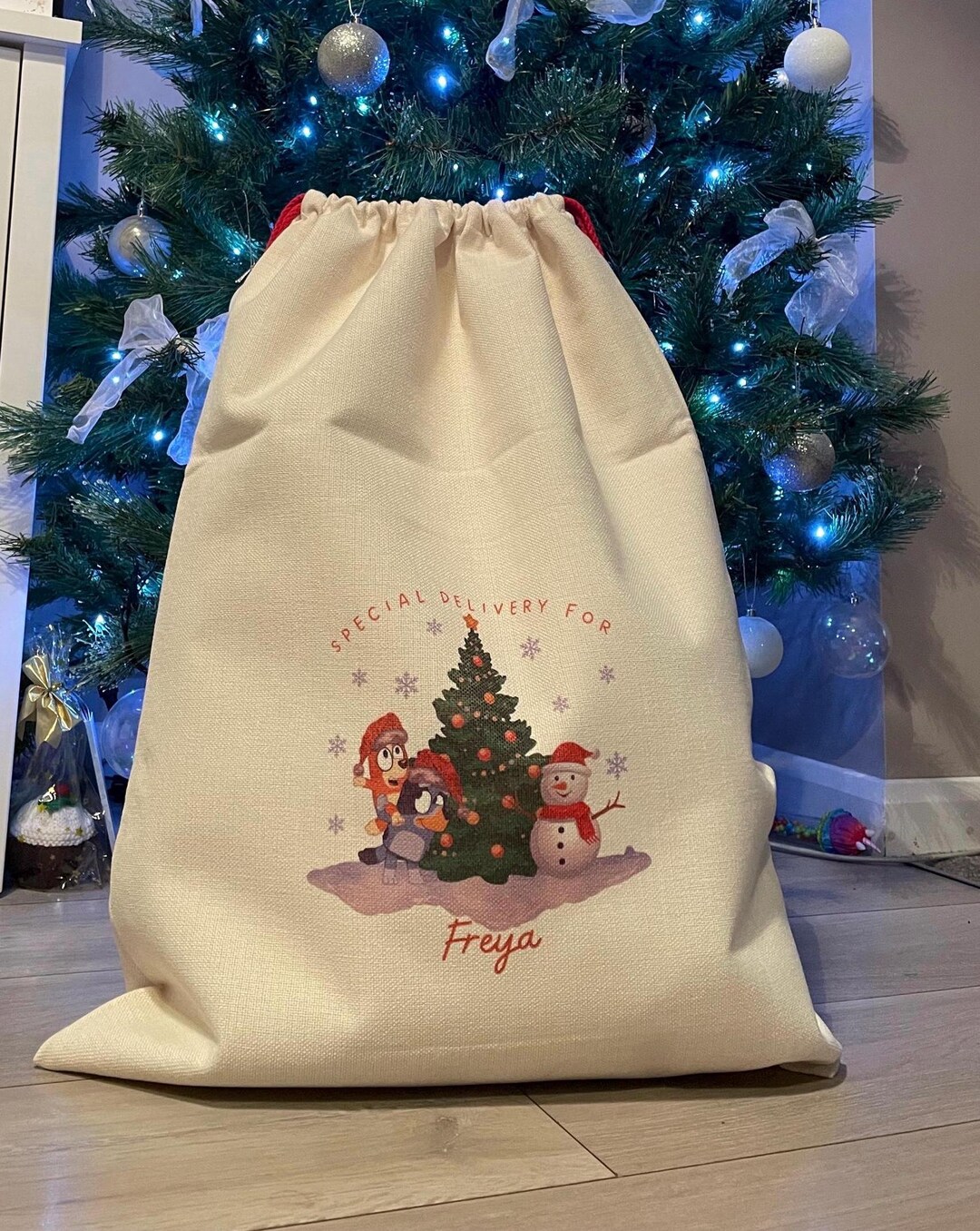 Personalised Bluey Santa Sack, Bluey Christmas Sack, Christmas Eve Box ...
