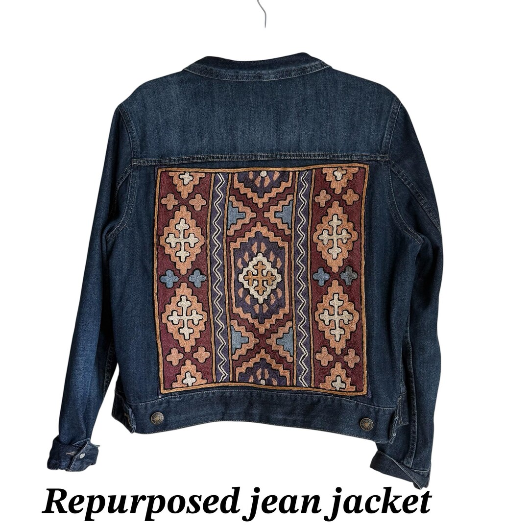Upcycled Repurposed Denim Jacket Size XL - Etsy