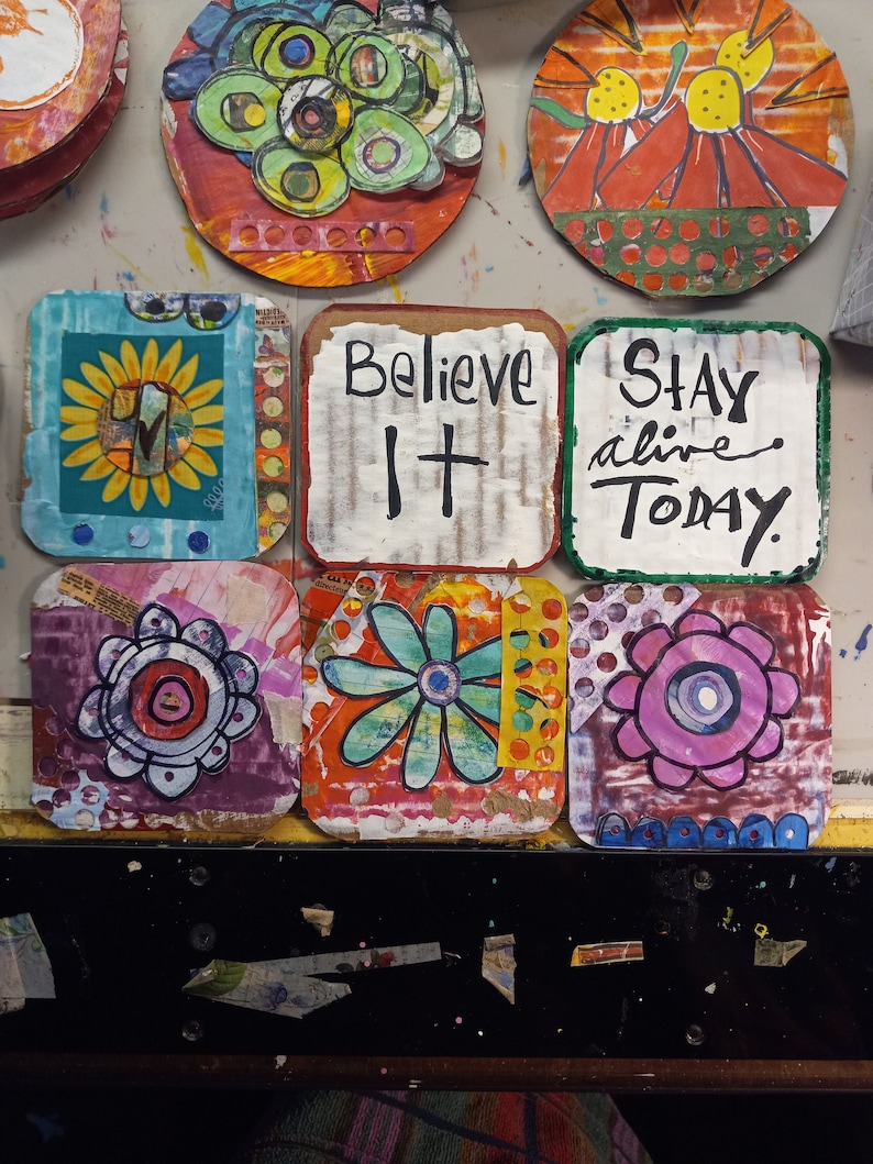 Original Art Made Out of Recycled Materials Cardboard and Painted ...