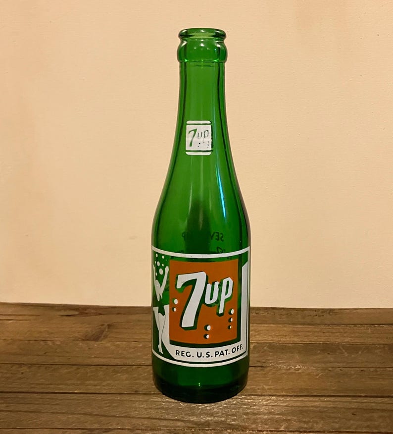 Vintage 1952 Anchor Hocking Collectible Green Glass 7up Bottle - Etsy