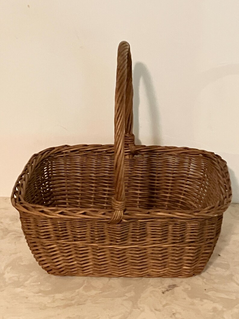 Vintage Large Deep Rectangular Reed Wicker Basket - Etsy