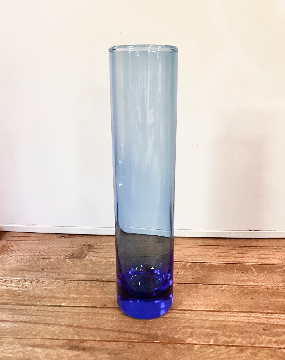 Vintage Blue Glass Weighted Bottom Bud Vase - Etsy