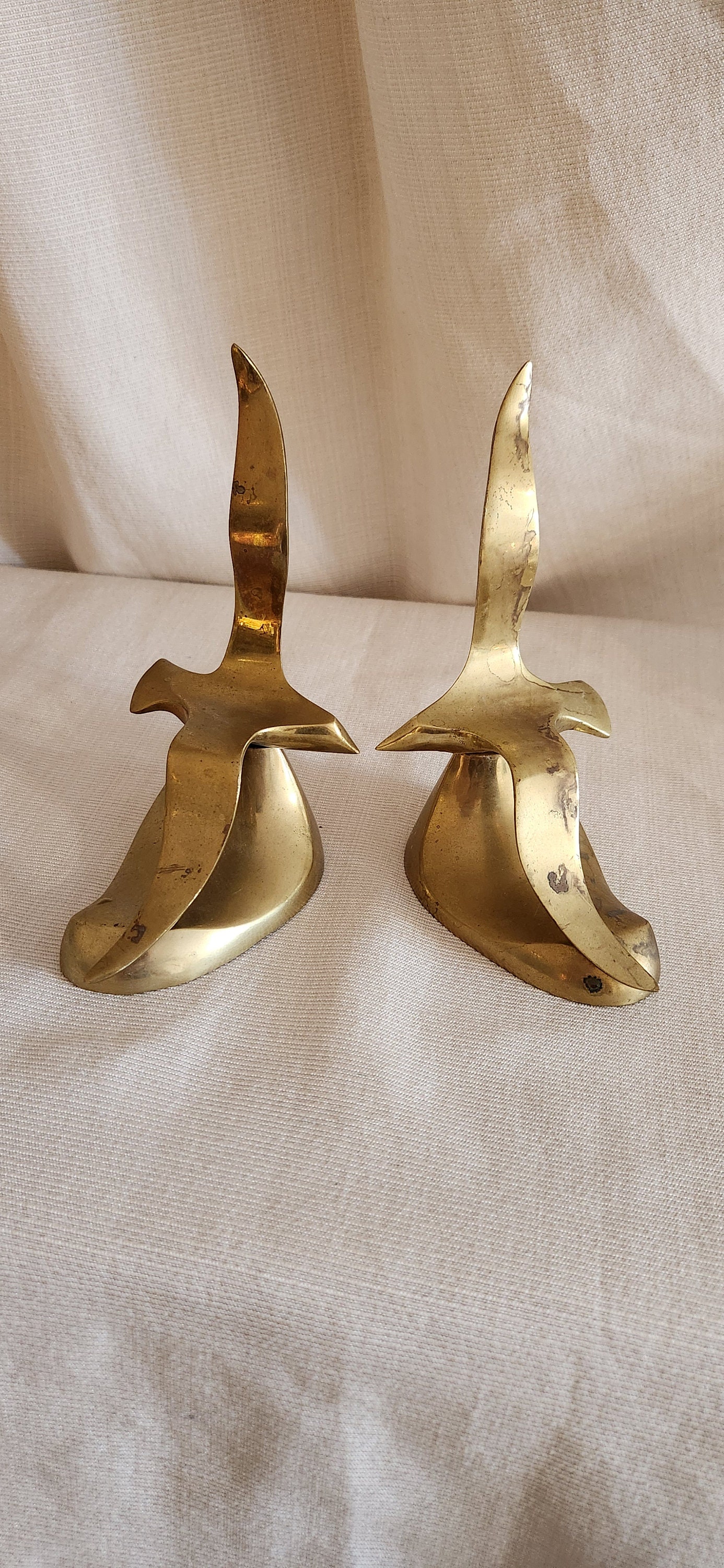 Vintage Brass Bookends, Pair of Solid Brass Flying Bird Seagull ...