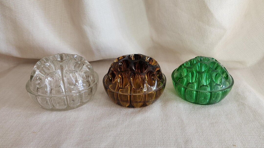 Vintage Glass Flower Frogs, Domed Glass Flower Frog, Small Flower Frog ...