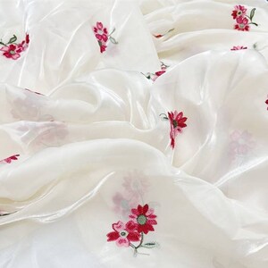 Floret Embroidery Silky Sheer Flowy Chiffon, Quality Dress Clothing ...