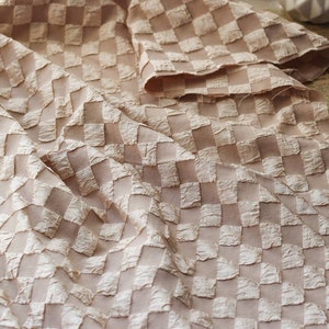 56" Wide 3D Embossed Check Jacquard Fabric, Slight Stretch Cloqué ...
