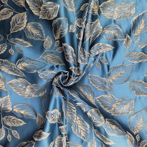 55" Wide Embossed Gold Leaf Jacquard Brocade Fabric, 3D Designer ...