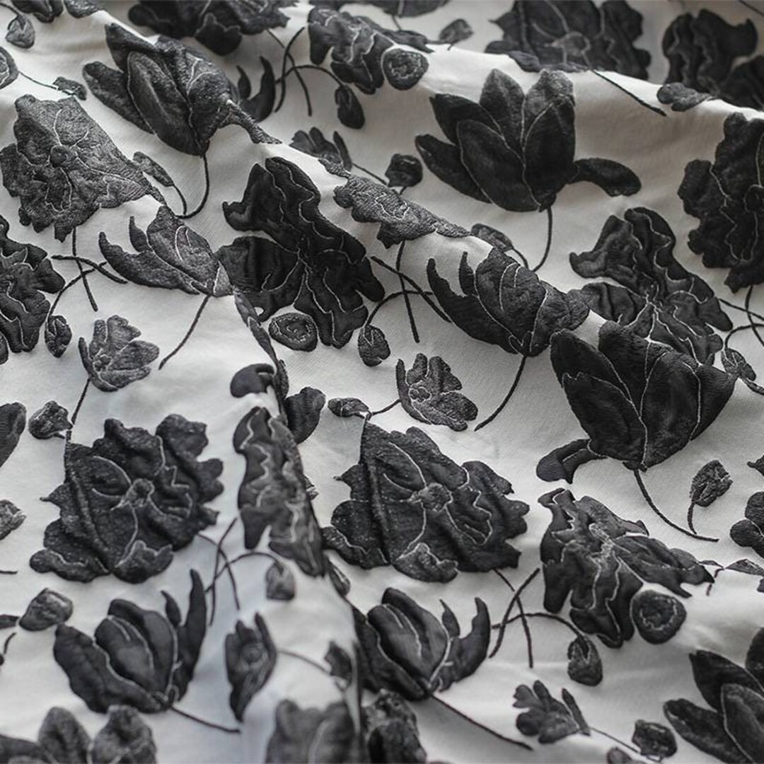 55 Wide Embossed Floating Flower Jacquard Brocade, 3D Designer Fabric ...