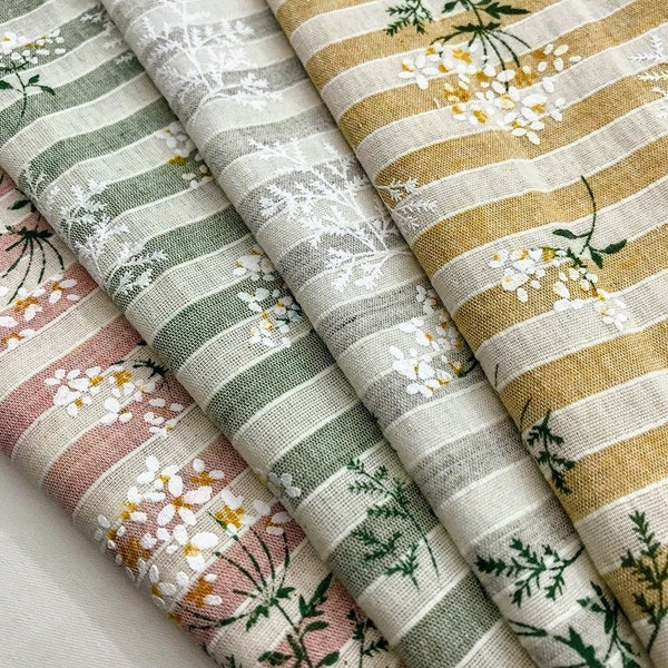Floral Stripe Fabric - Etsy