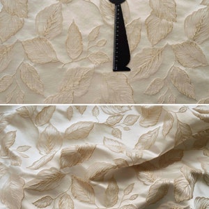 55" Wide Embossed Gold Leaf Jacquard Brocade Fabric, 3D Designer ...