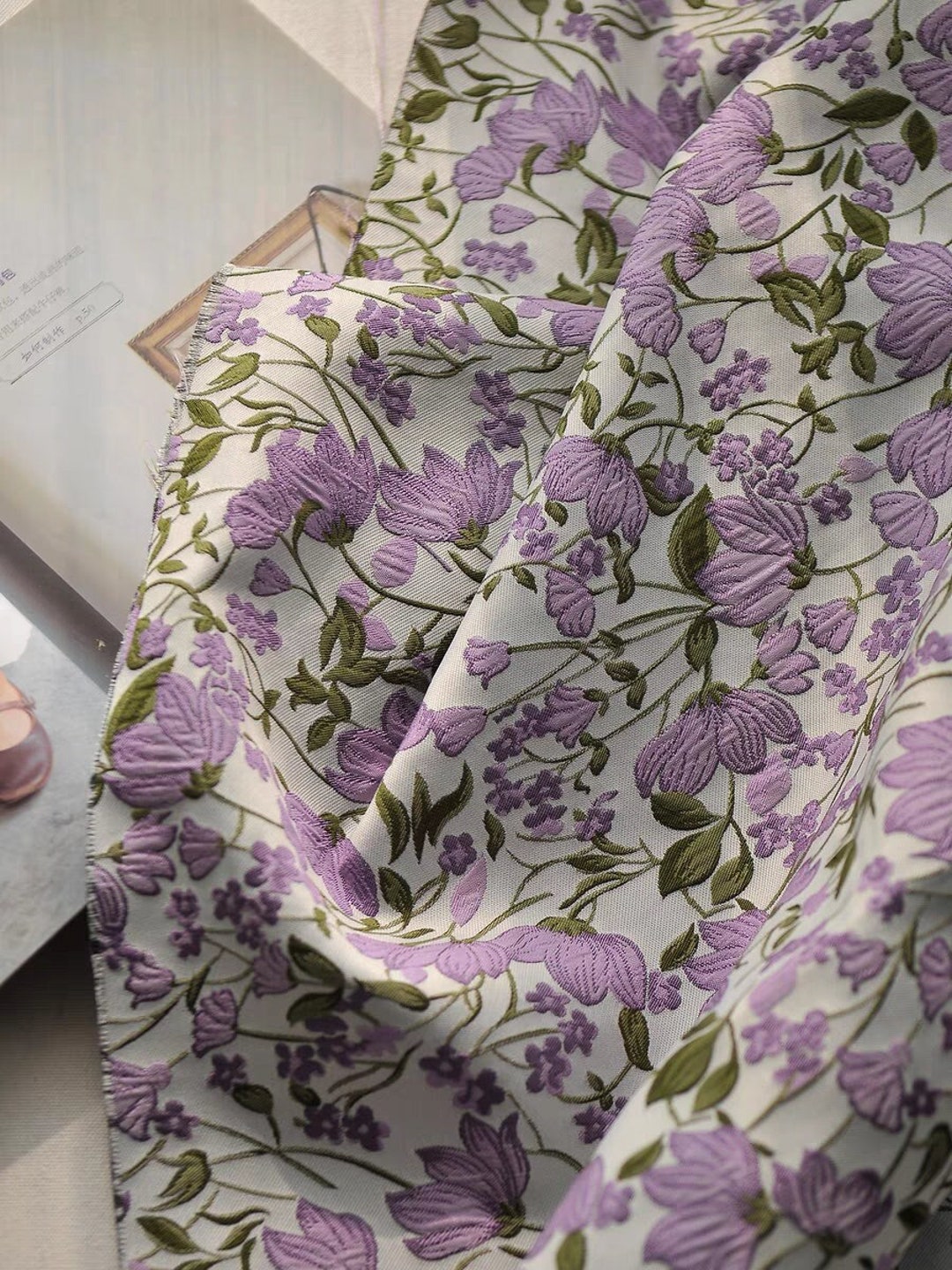 57" Wide Embossed Vine Floral Jacquard Brocade Fabric, Quality Costume ...