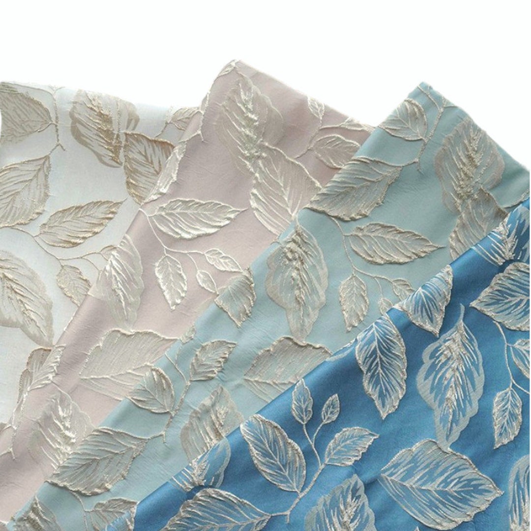 55" Wide Embossed Gold Leaf Jacquard Brocade Fabric, 3D Designer ...