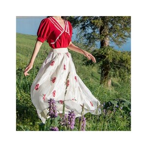 Floret Embroidery Silky Sheer Flowy Chiffon, Quality Dress Clothing ...