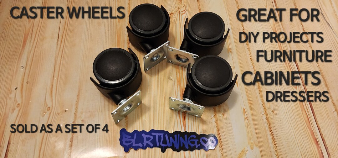 CASTER WHEELS Set of 4 ABS Plastic 2 Inch With Stainless Steel Base Diy ...
