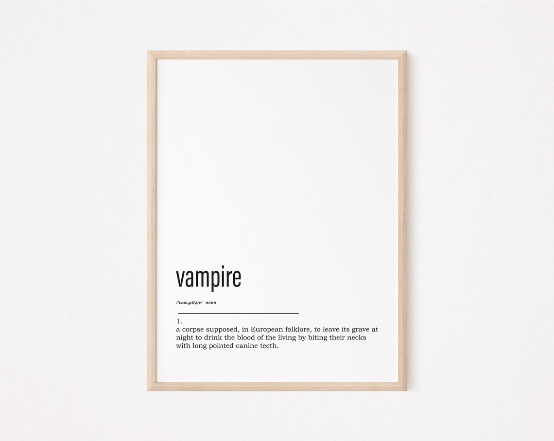 Vampire Definition Printable Wall Art, Halloween Wall Art, Halloween ...