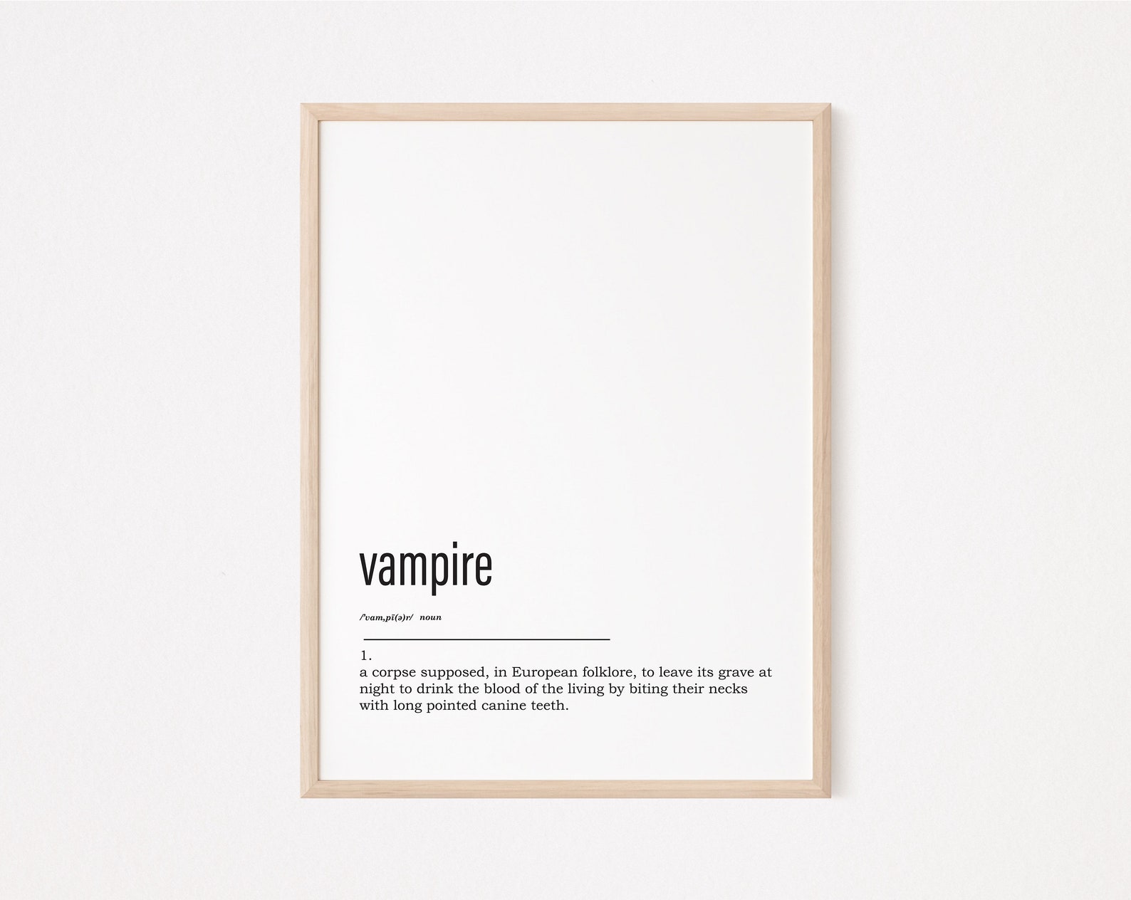 Vampire Definition Printable Wall Art, Halloween Wall Art, Halloween ...