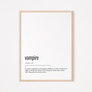 Vampire Definition Printable Wall Art, Halloween Wall Art, Halloween ...