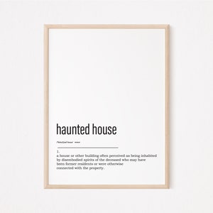 Haunted House Definition Printable Wall Art, Halloween Wall Art ...