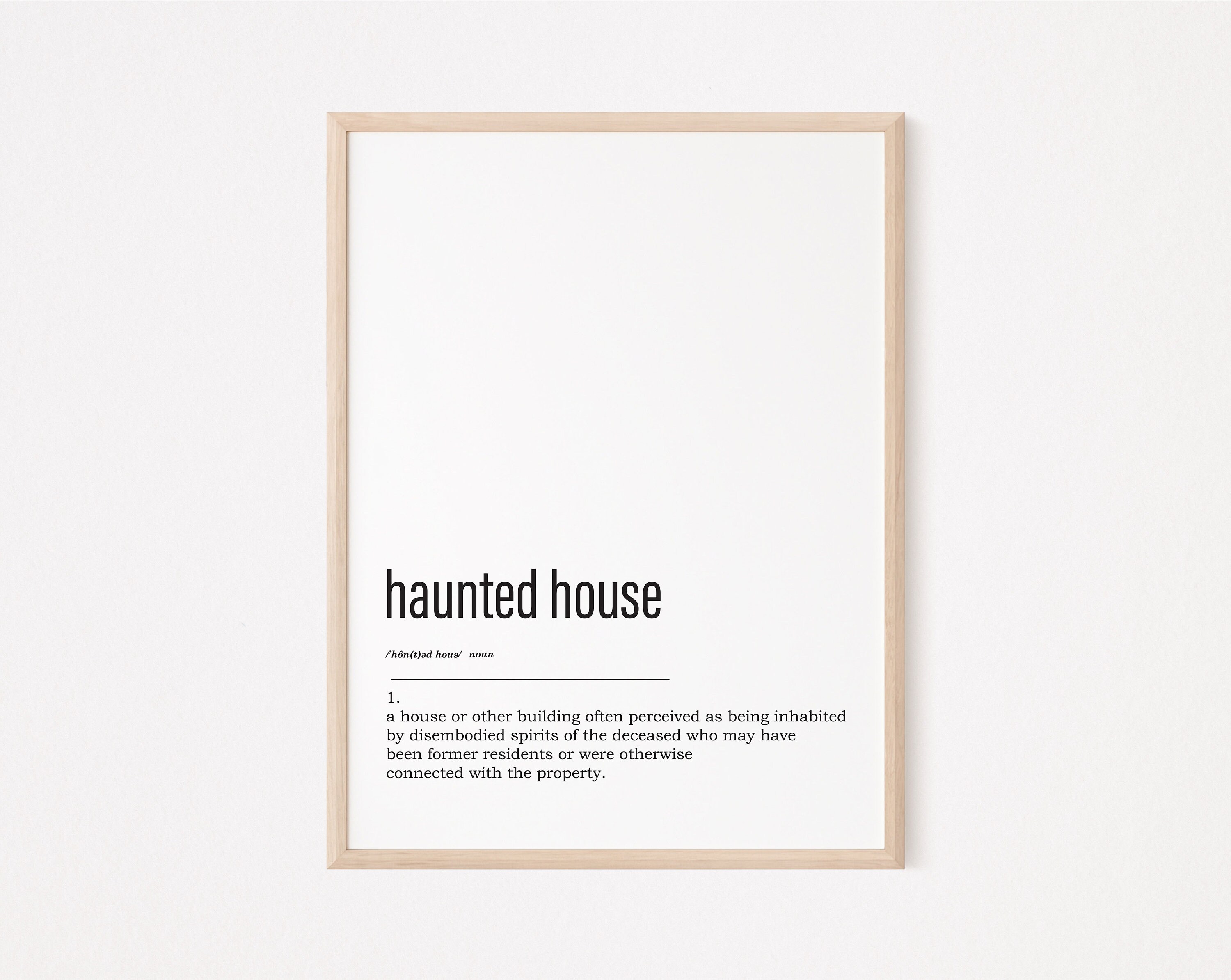 Haunted House Definition Printable Wall Art, Halloween Wall Art ...