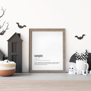 Vampire Definition Printable Wall Art, Halloween Wall Art, Halloween ...