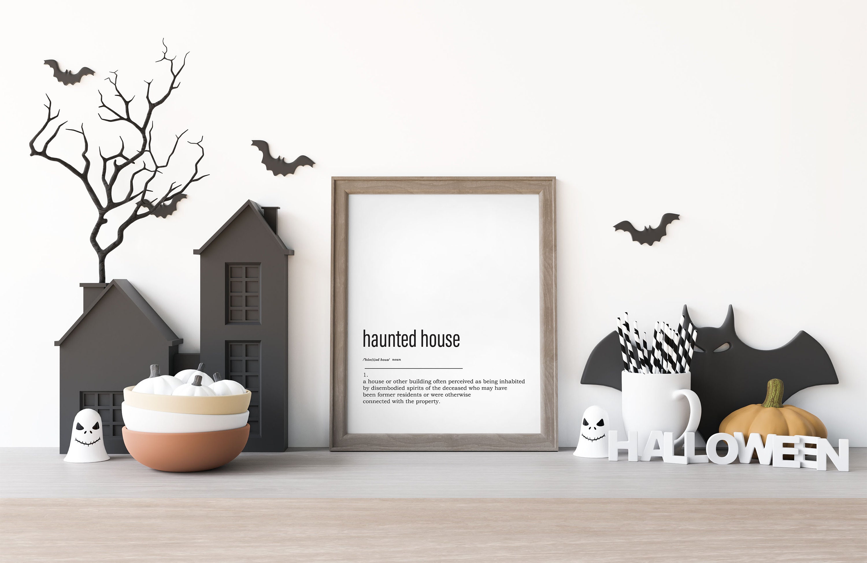 Haunted House Definition Printable Wall Art, Halloween Wall Art ...