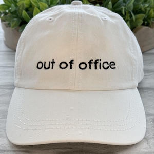 Out of Office Hat, Baseball Cap, Vacation Hat, Friend Gift, Minimalist ...