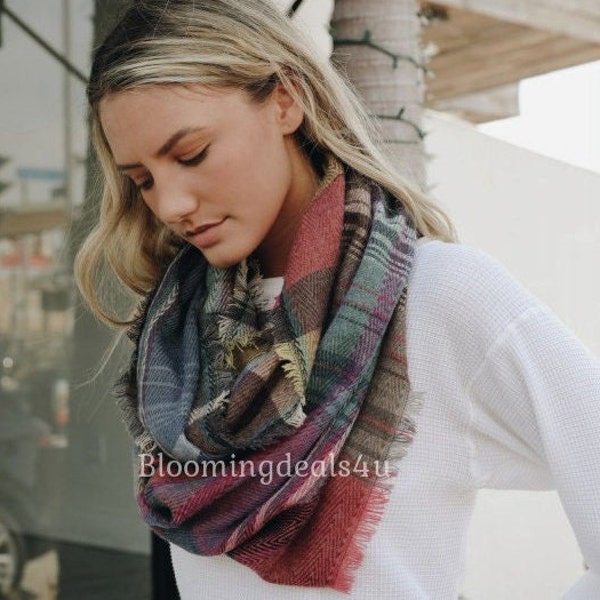 Plaid Infinity Scarf - Etsy