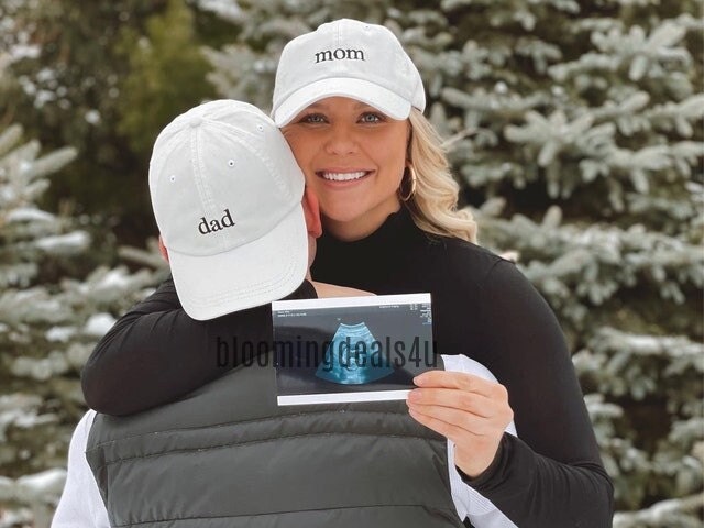 Mom and Dad Hats, Pregnancy Announcement Hat, Gender Reveal Hats ...
