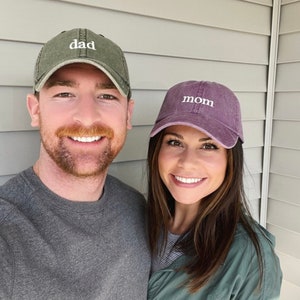 Mom and Dad Baseball Caps, Pregnancy Announcement Hats, Set of 2 ...