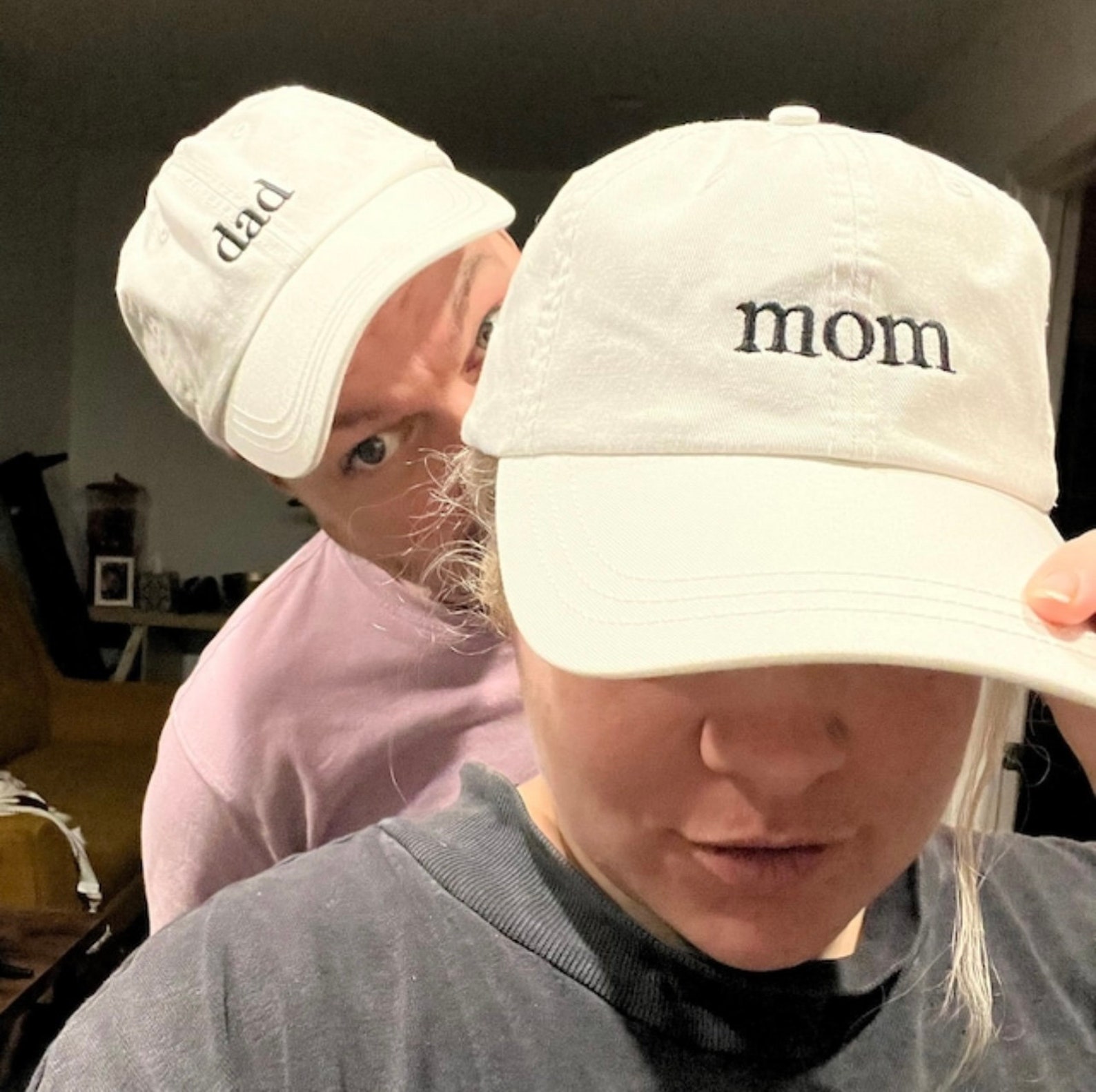 Mom and Dad Baseball Caps, Pregnancy Announcement Hats, Set of 2 ...