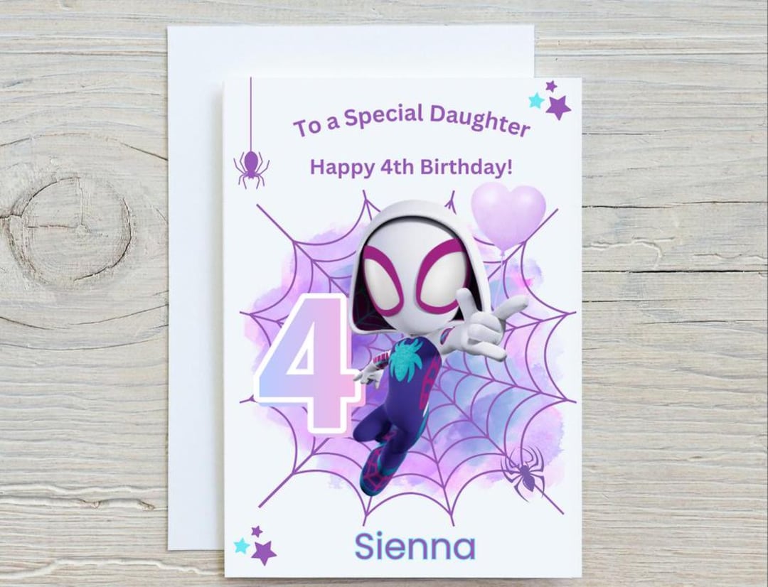 Handmade Personalised Ghost Spider Birthday Card. - Etsy