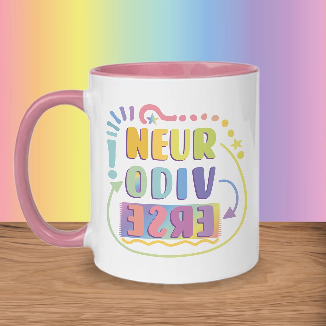 Neurodiverse Mug | Neurodivergent Coffee Cup | Two Tone Pink & White ...