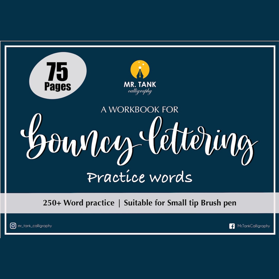 Bouncy Lettering Practice Workbook, Brush Calligraphy Practice Sheet ...