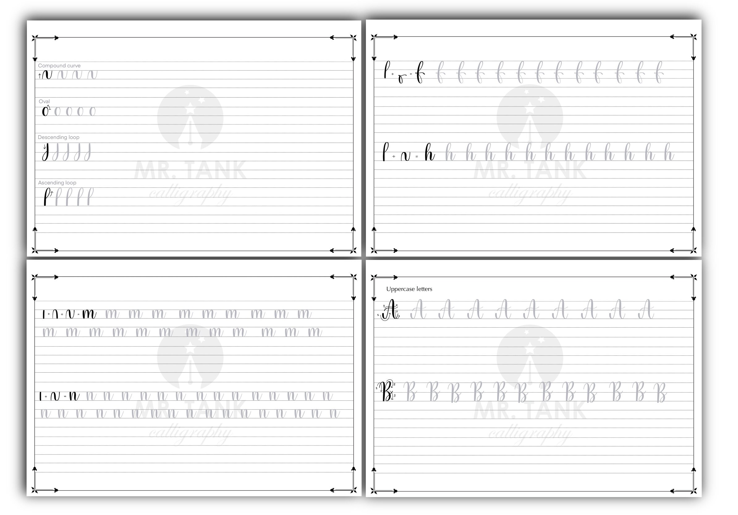 Brush Calligraphy Practice Sheets for Small Tip Brush Pen, Beginners ...