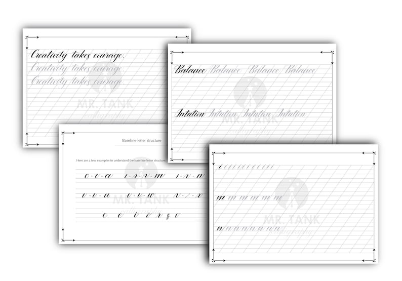 Slanted Brush Calligraphy Practice Sheets: Signature Lettering Workbook ...
