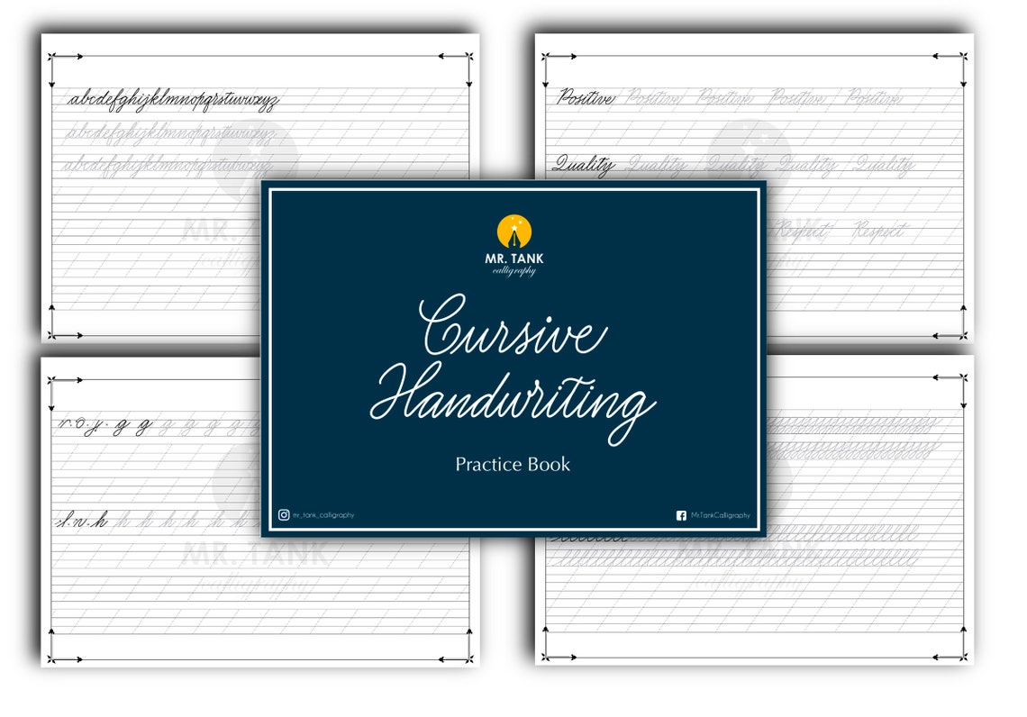 Cursive Handwriting Practice Book, 50 Pages Printable Handwriting ...