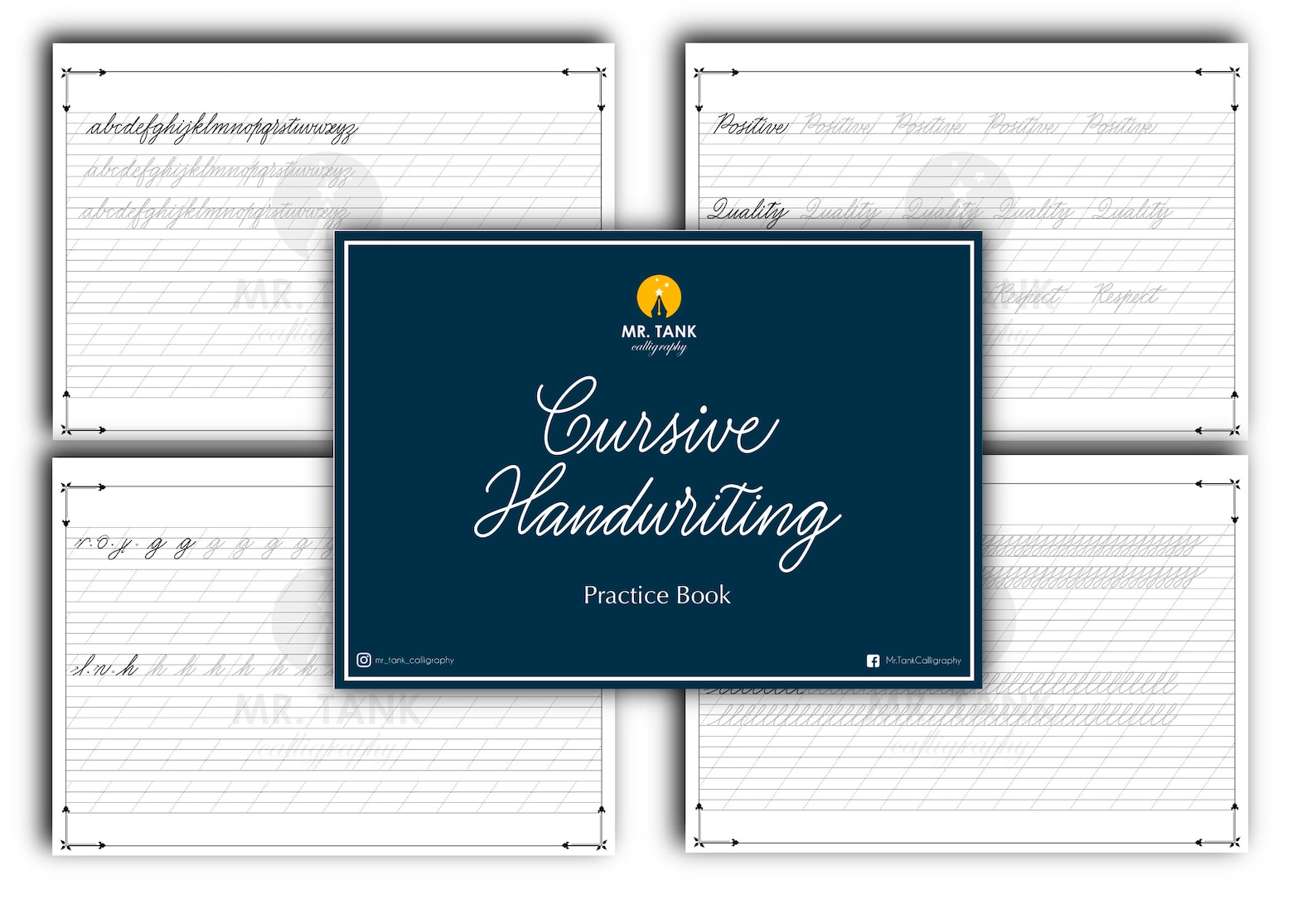 Cursive Handwriting Practice Book: 50-page Workbook (PDF & Procreate ...
