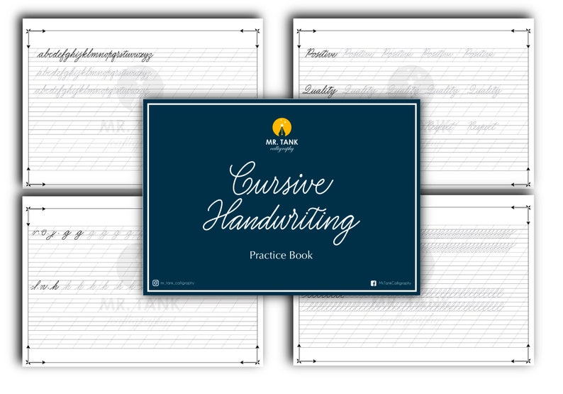 Cursive Handwriting Practice Book: 50-page Workbook (PDF & Procreate ...