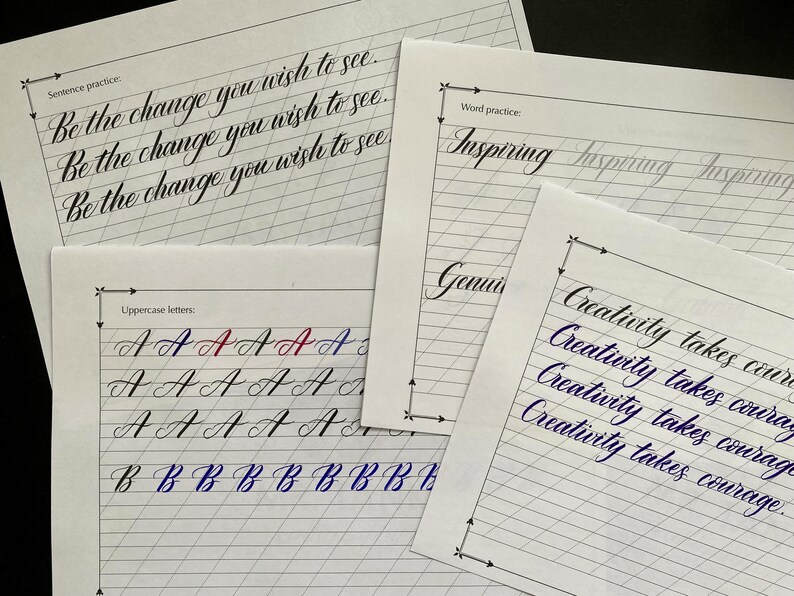 Slanted Brush Calligraphy Practice Sheets: Signature Lettering Workbook ...