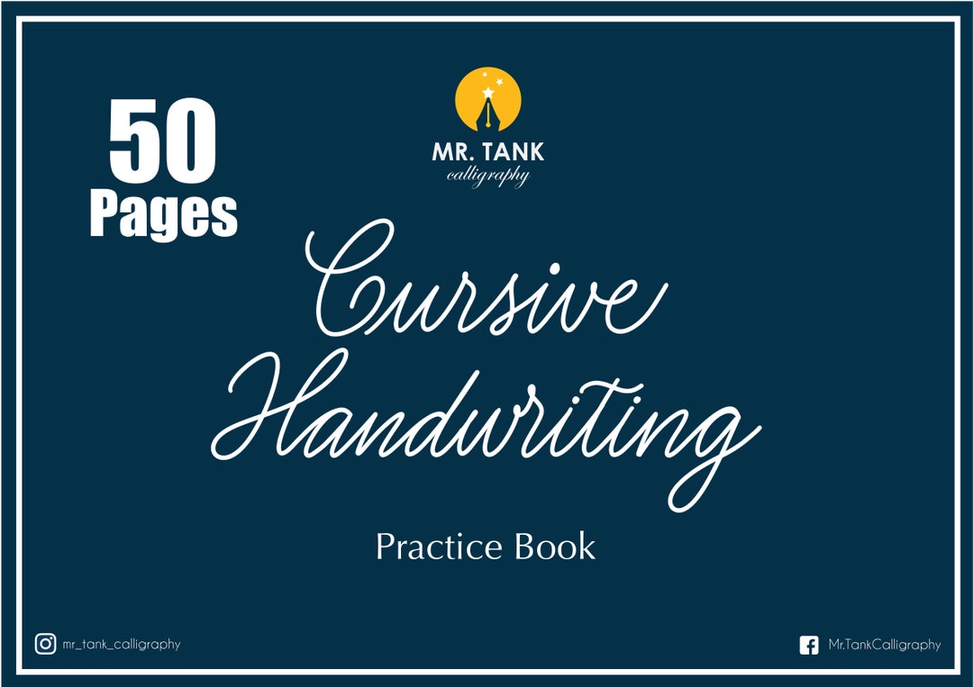 Cursive Handwriting Practice Book, 50 Pages Printable Handwriting ...